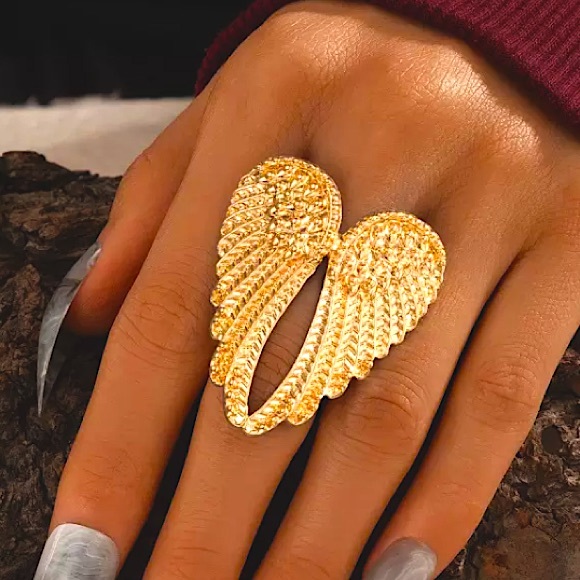 Jewelry | Big Gold Angel Wings Boho Ring New | Poshmark